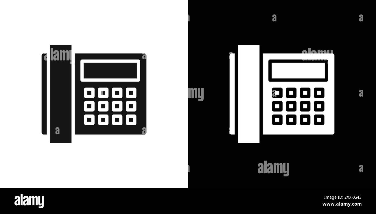 Office Phone icon logo sign vector outline in black and white color ...