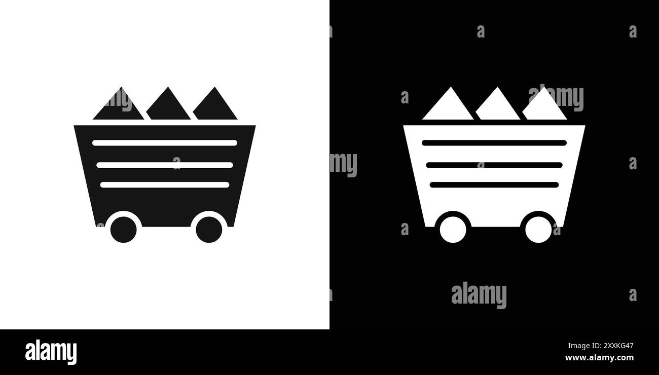 Mining Cart icon logo sign vector outline in black and white color ...