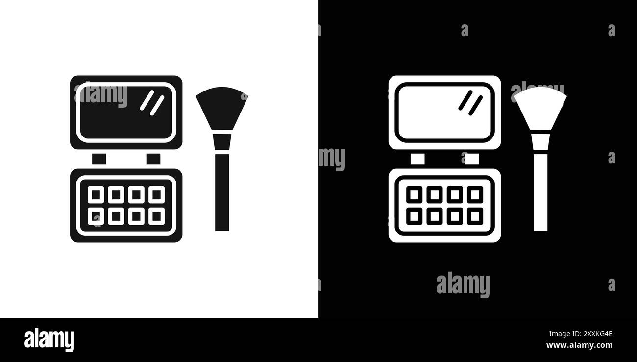 makeup icon logo sign vector outline in black and white color Stock ...