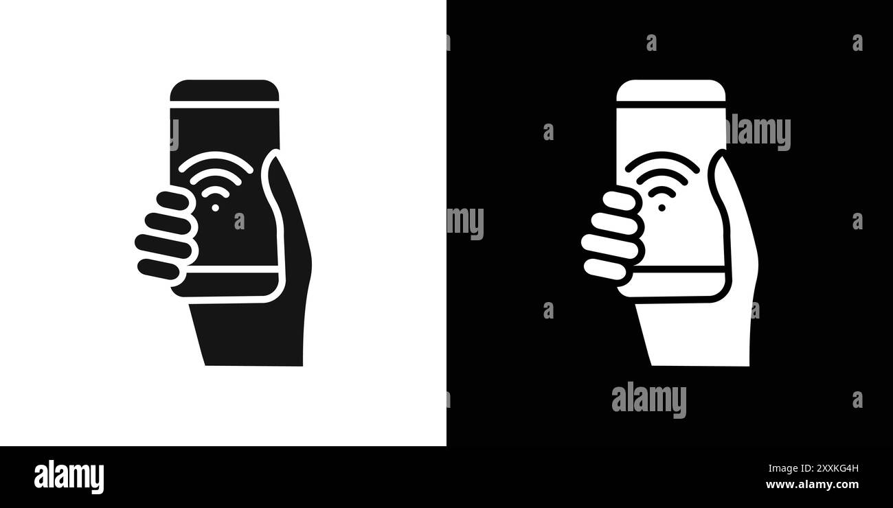 Mobile Internet icon logo sign vector outline in black and white color ...