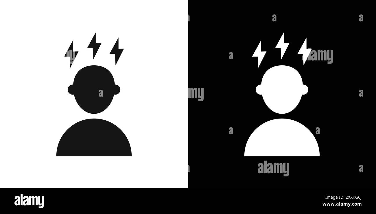 Nervous breakdown icon logo sign vector outline in black and white ... Nervous breakdown icon logo sign vector outline in black and white ...
