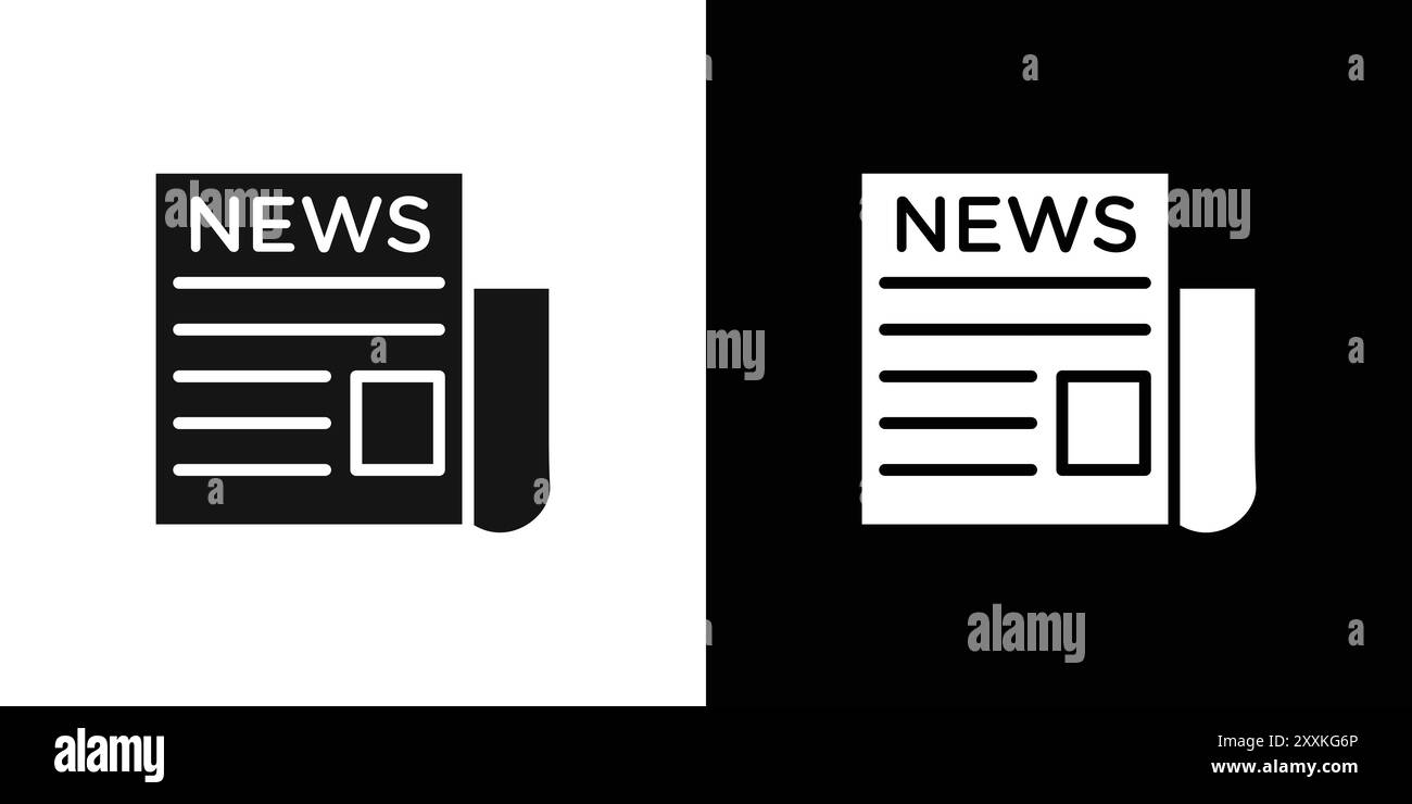 Newspaper icon logo sign vector outline in black and white color Stock ...