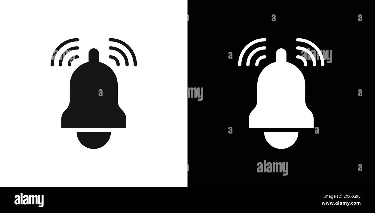 Notification icon logo sign vector outline in black and white color ...