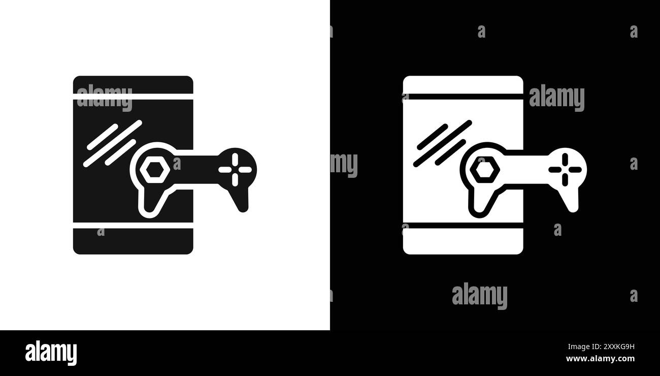 mobile phone game icon logo sign vector outline in black and white color Stock Vector Image ...