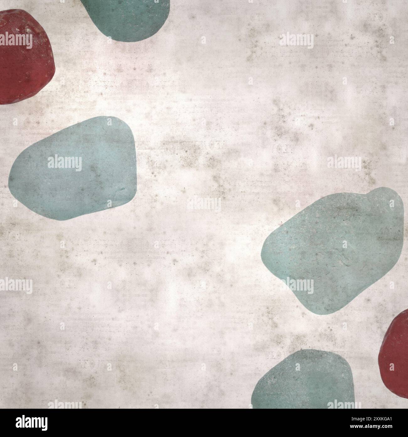 stylish textured old paper background with sea glass pebble pieces ...