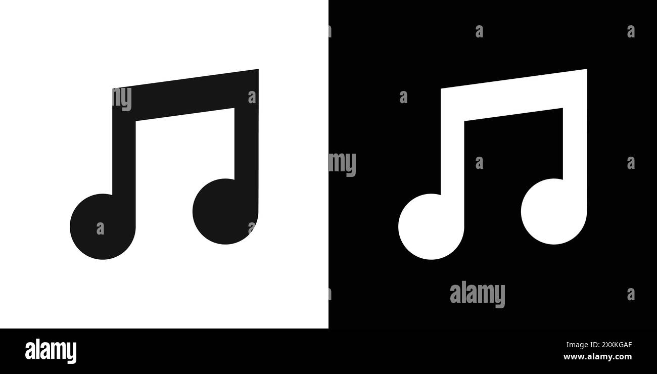 music note icon logo sign vector outline in black and white color Stock ...