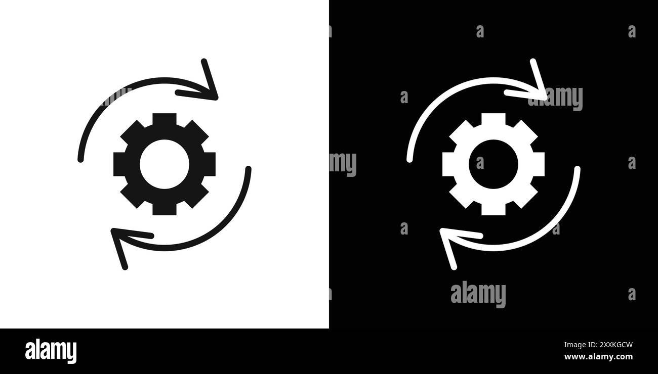 processing icon logo sign vector outline in black and white color Stock ...