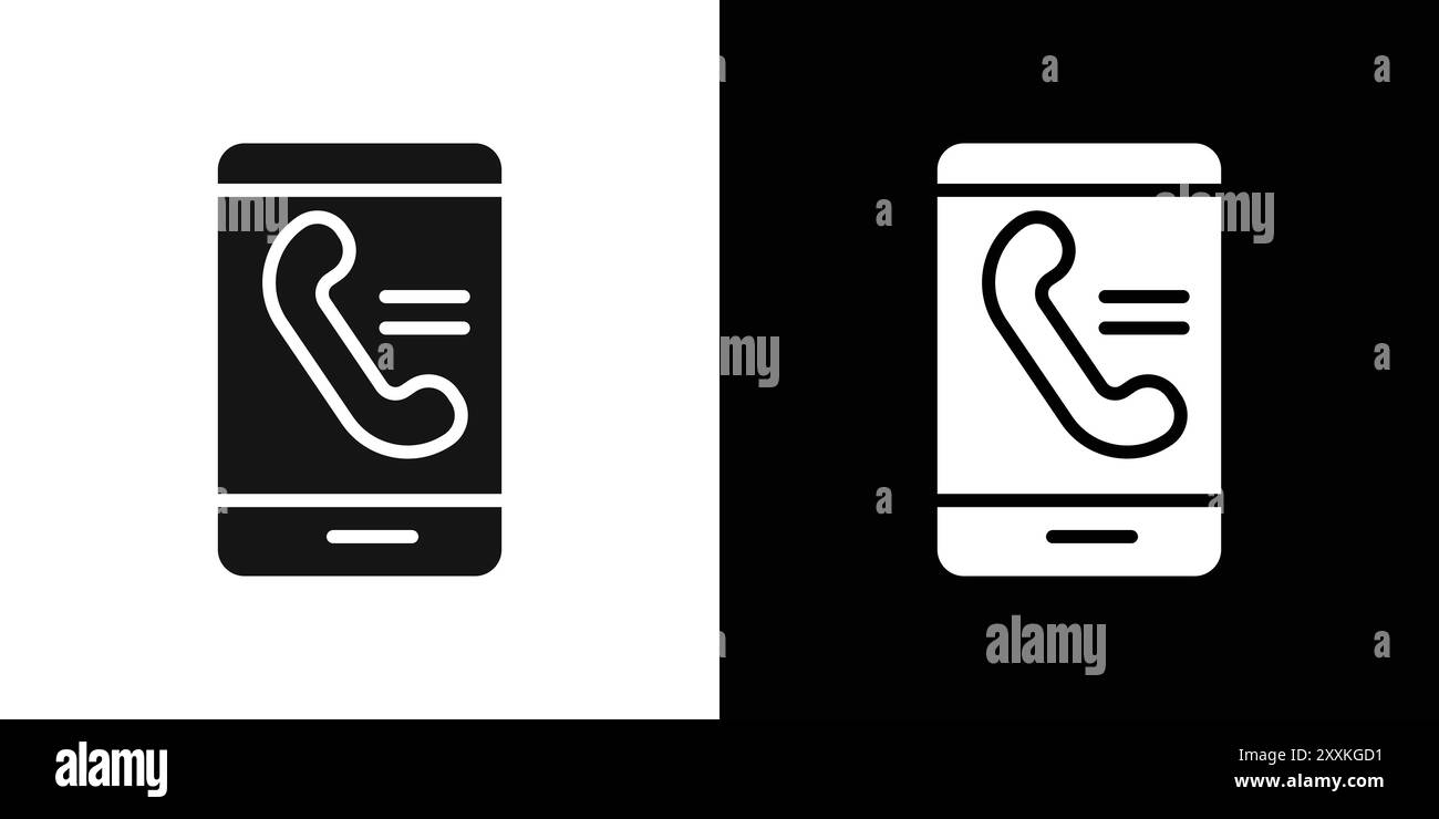Mobile Phone call icon logo sign vector outline in black and white ...