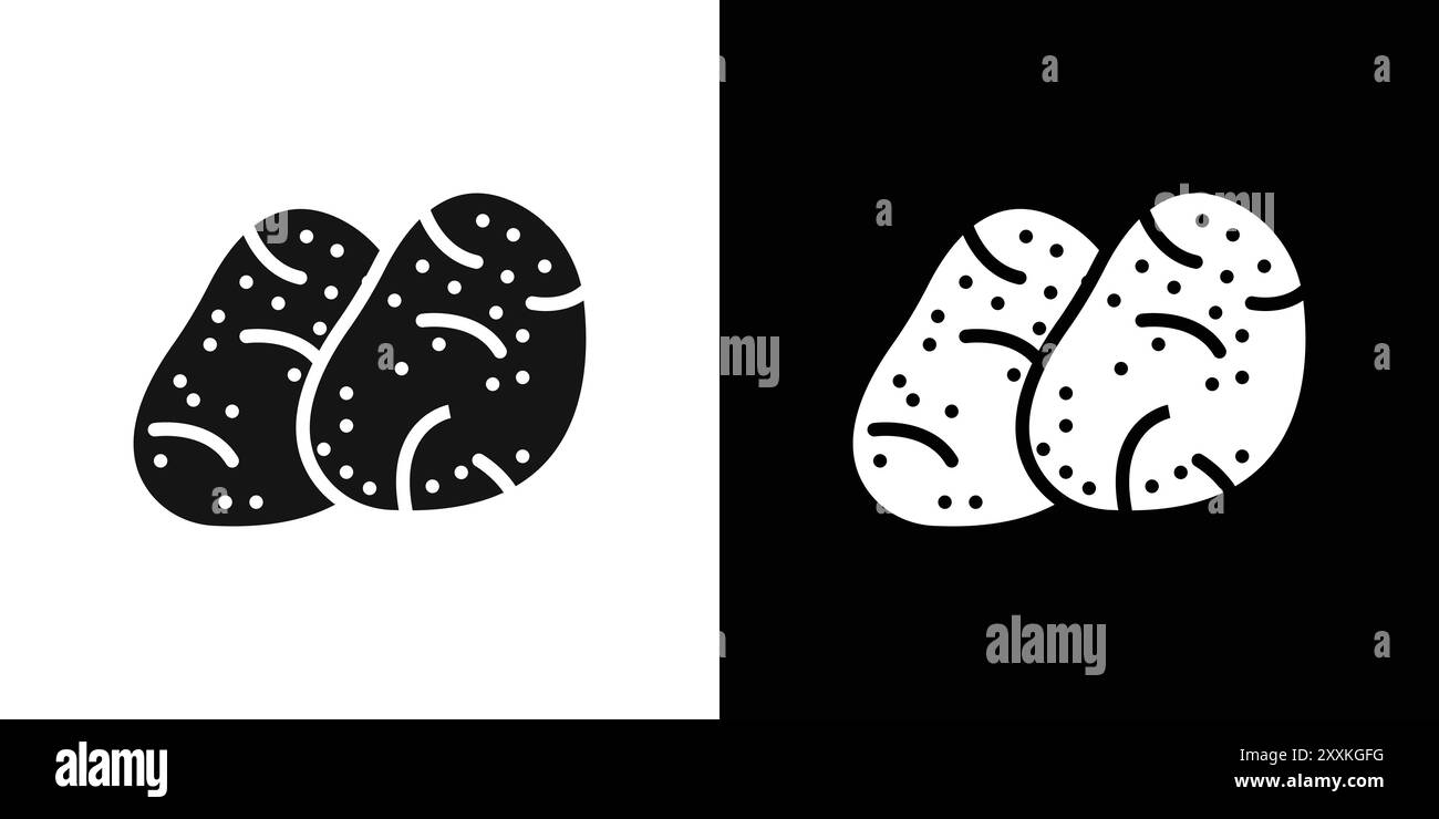 Potato icon logo sign vector outline in black and white color Stock ...