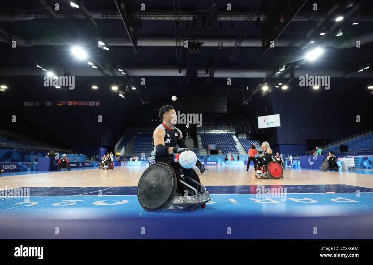 Members of Japan attend an official wheelchair rugby practice in Paris ...