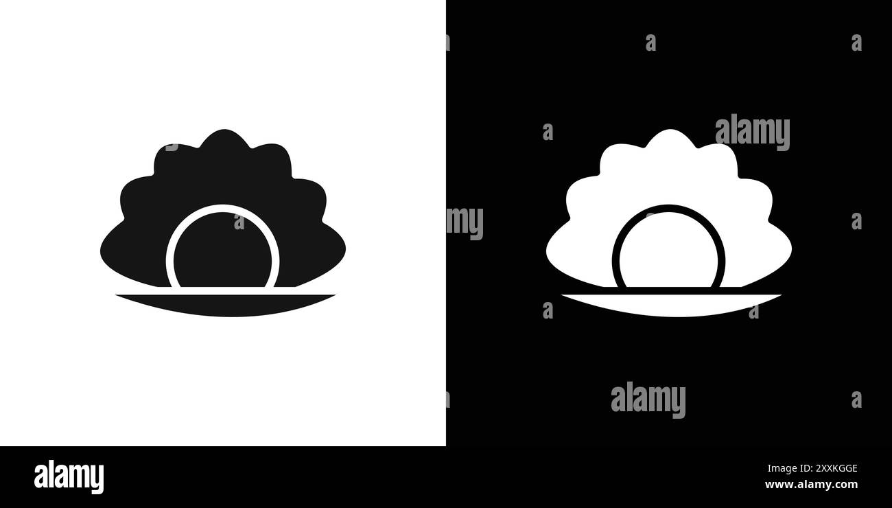 Pearl icon logo sign vector outline in black and white color Stock ...