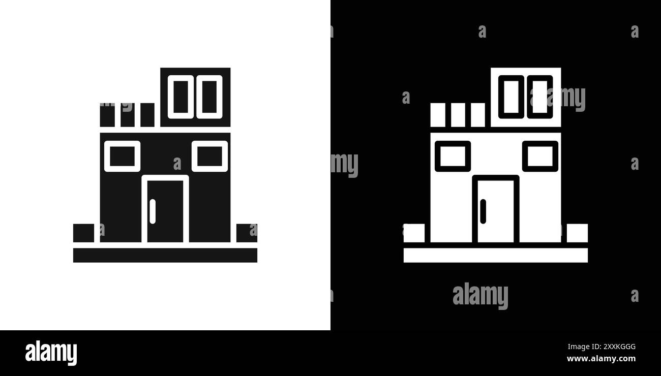 Penthouse icon logo sign vector outline in black and white color Stock ...