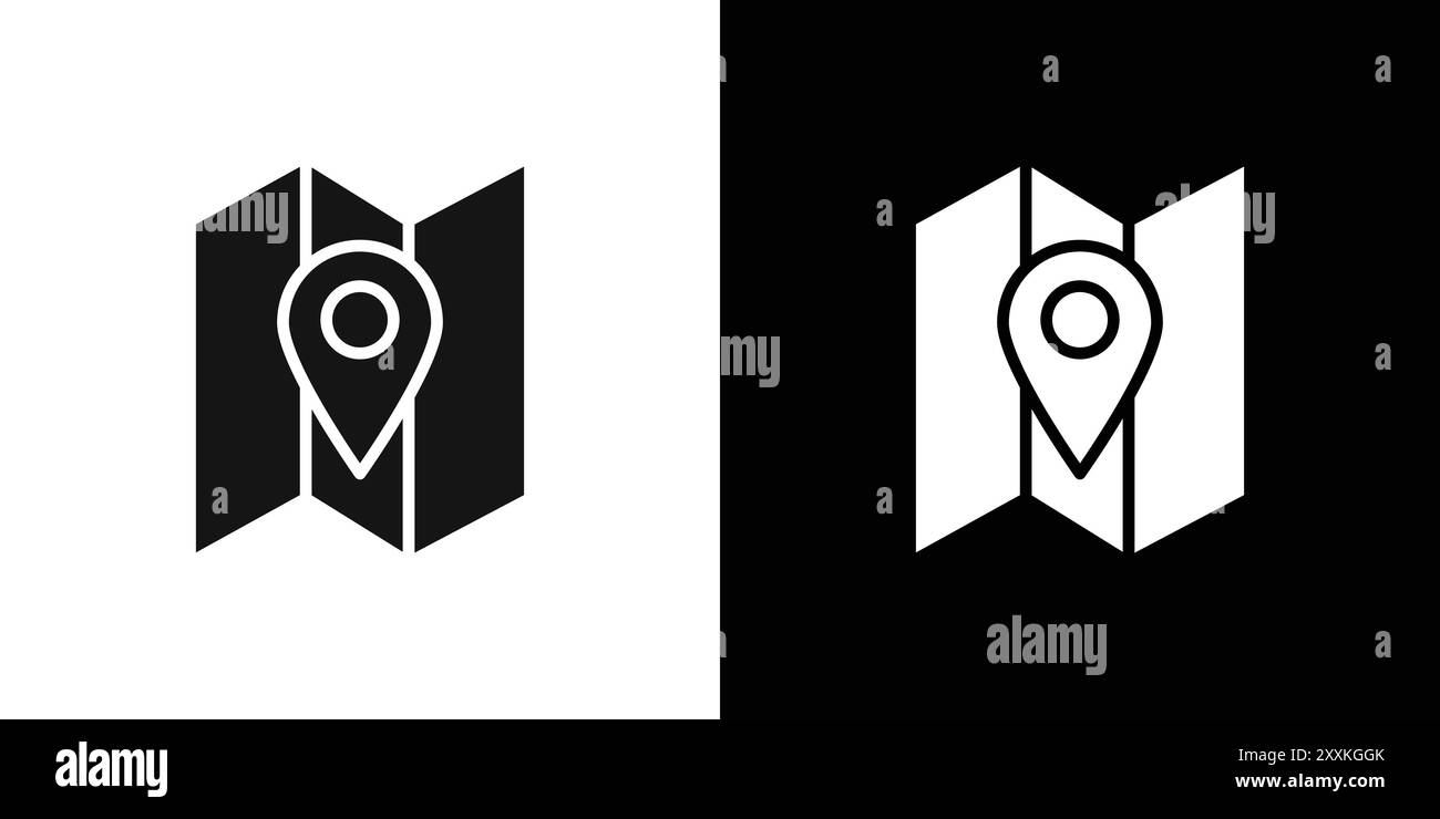 Pin on a map icon logo sign vector outline in black and white color ...