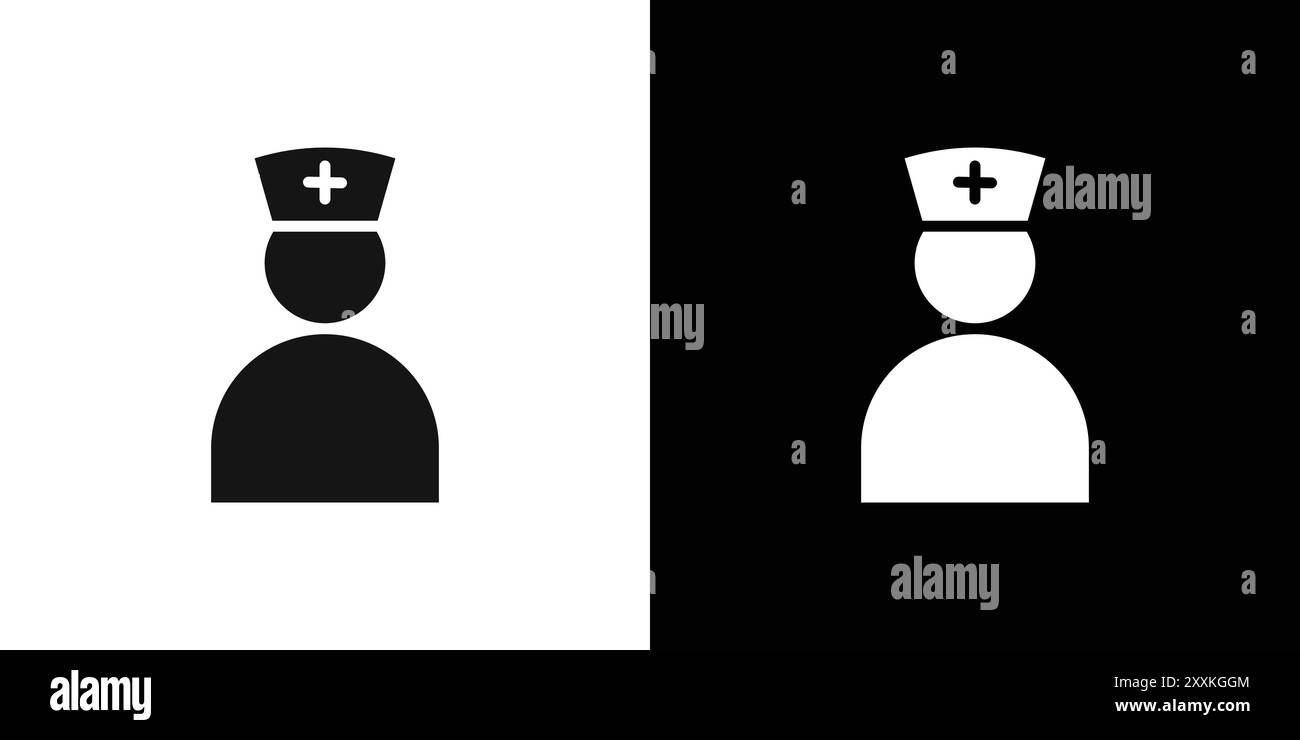 nurse icon logo sign vector outline in black and white color Stock ...