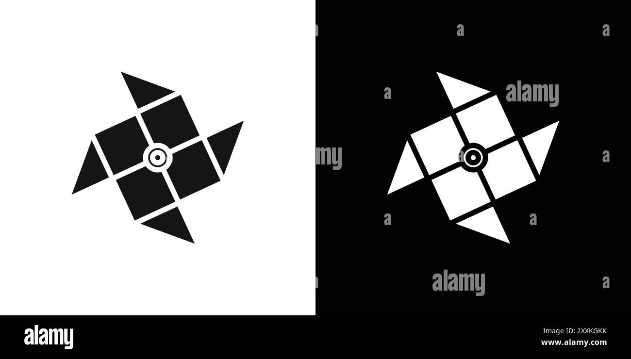 paper Windmill icon logo sign vector outline in black and white color ...