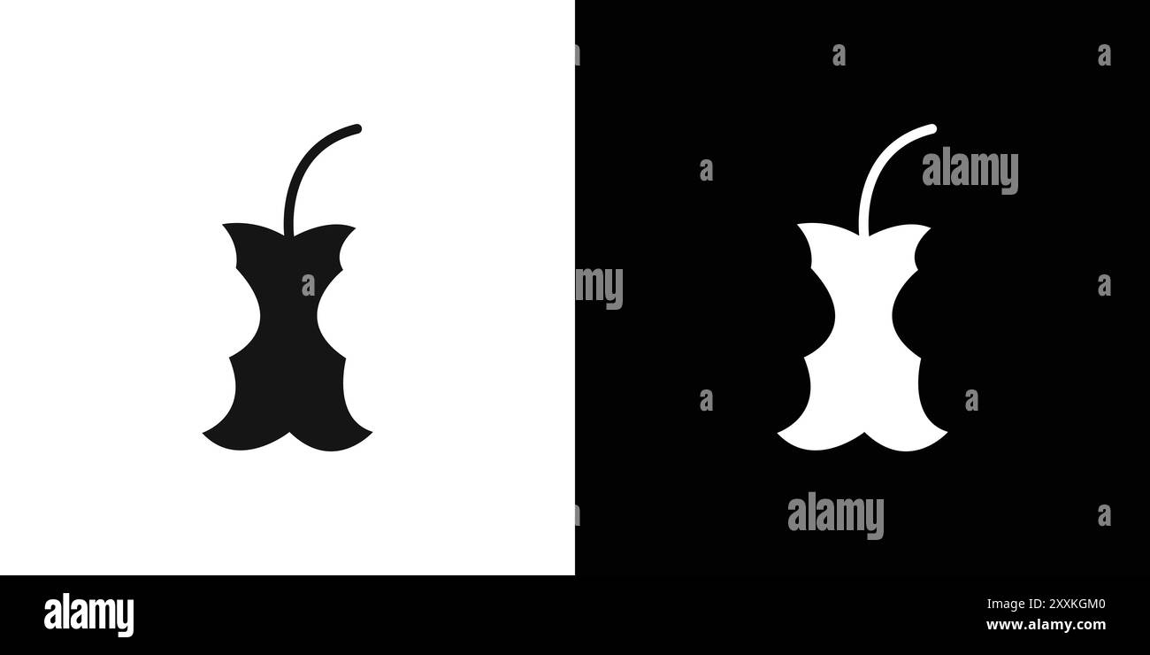 Organic food waste icon logo sign vector outline in black and white ...