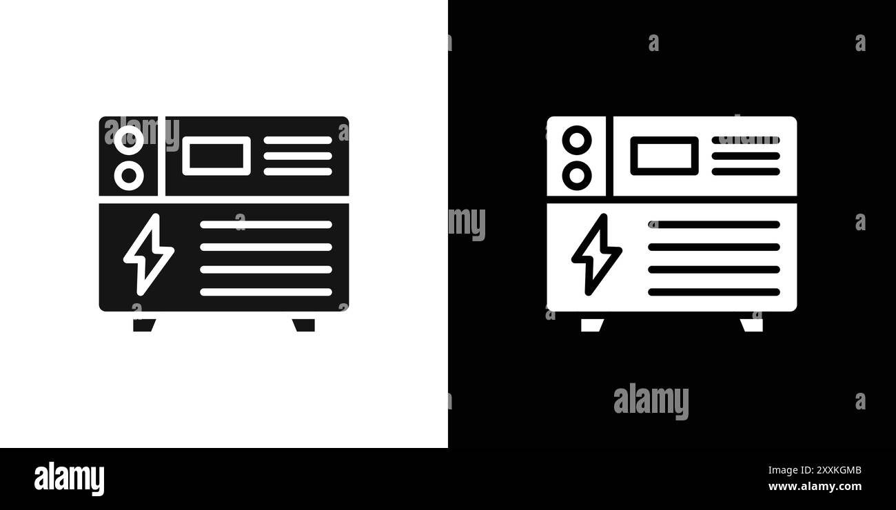 Portable power generator icon logo sign vector outline in black and ...