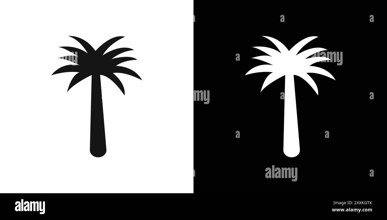 Palm tree icon logo sign vector outline in black and white color Stock ...