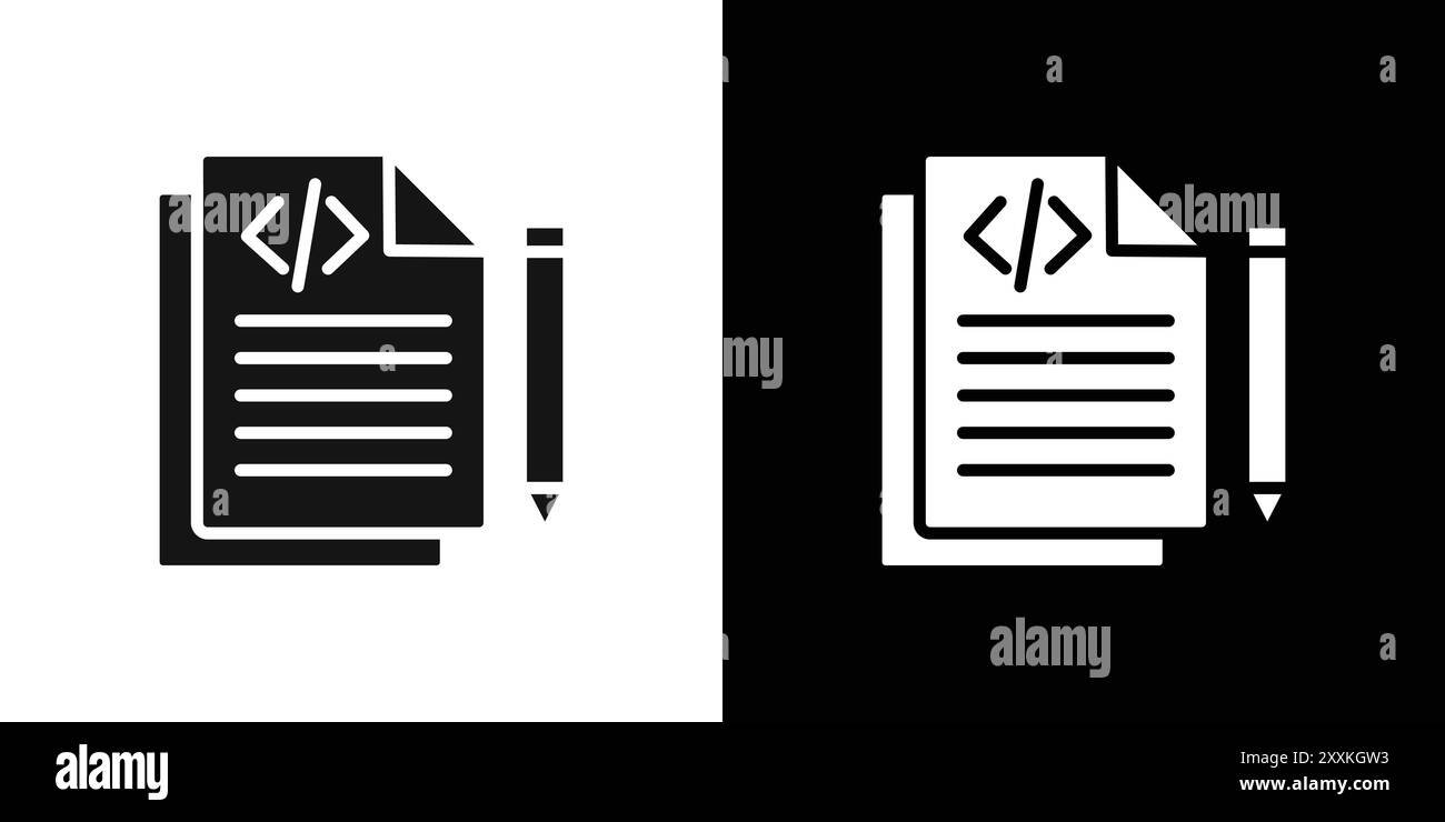 Script icon logo sign vector outline in black and white color Stock ...