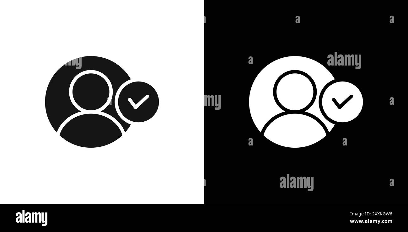 Profile check icon logo sign vector outline in black and white color ...