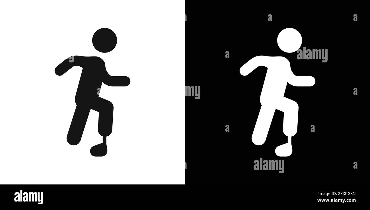 Prosthetic leg icon logo sign vector outline in black and white color ...