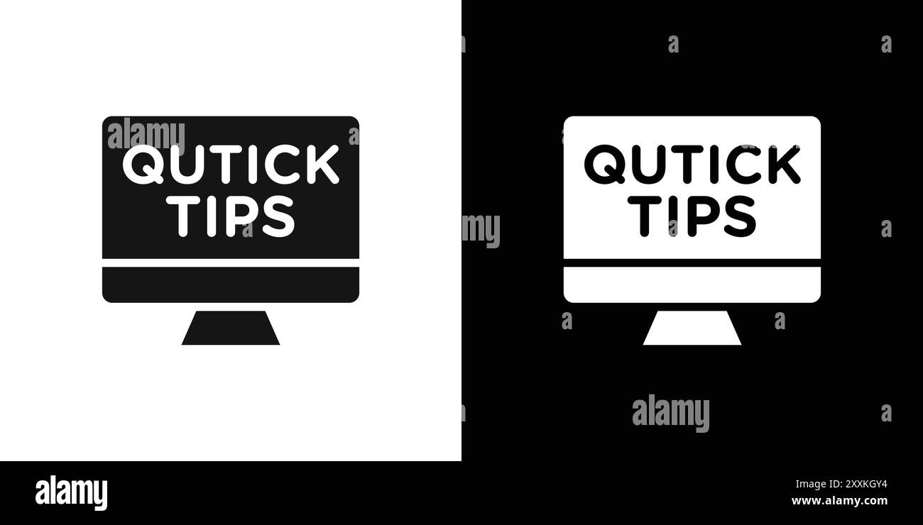 Quick tips icon logo sign vector outline in black and white color Stock ...