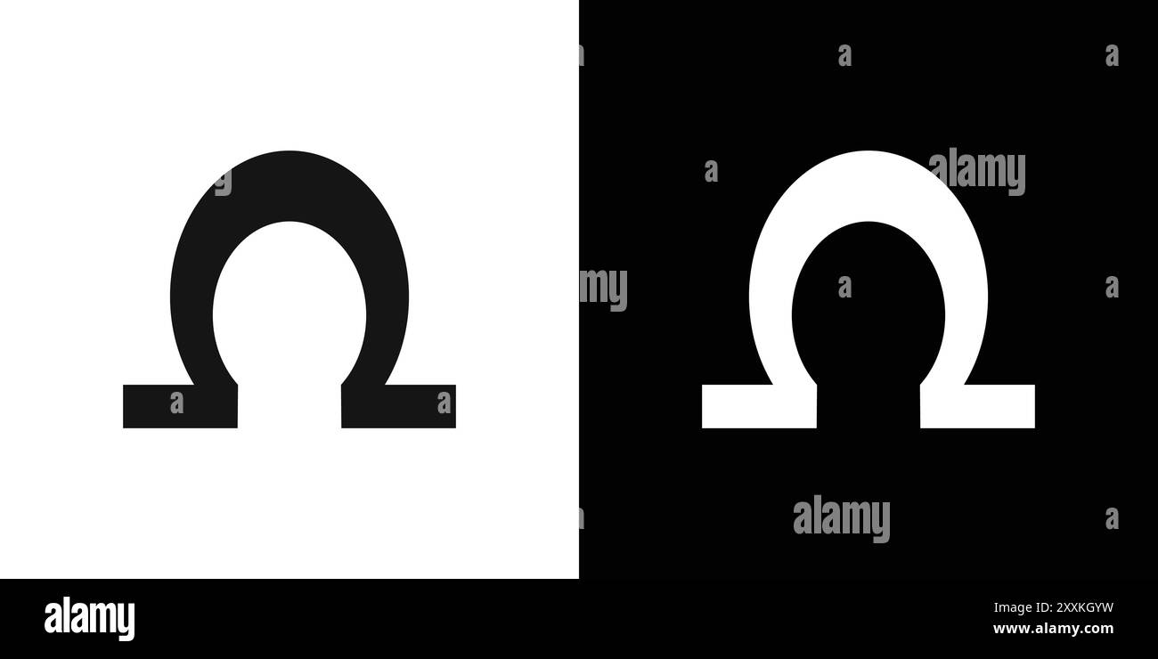 omega icon logo sign vector outline in black and white color Stock ...