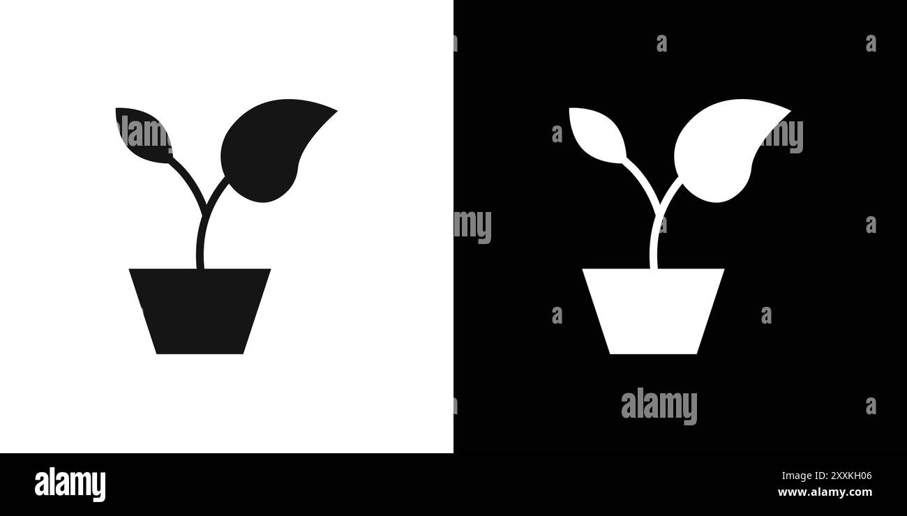 plant icon logo sign vector outline in black and white color Stock ...