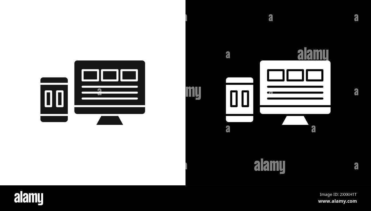 Responsive Design icon logo sign vector outline in black and white ...