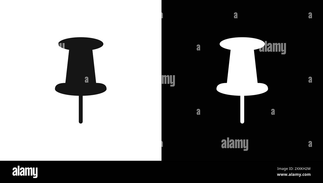 Push pin icon logo sign vector outline in black and white color Stock ...