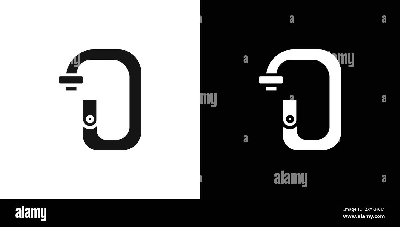 Rope Hook icon logo sign vector outline in black and white color Stock ...