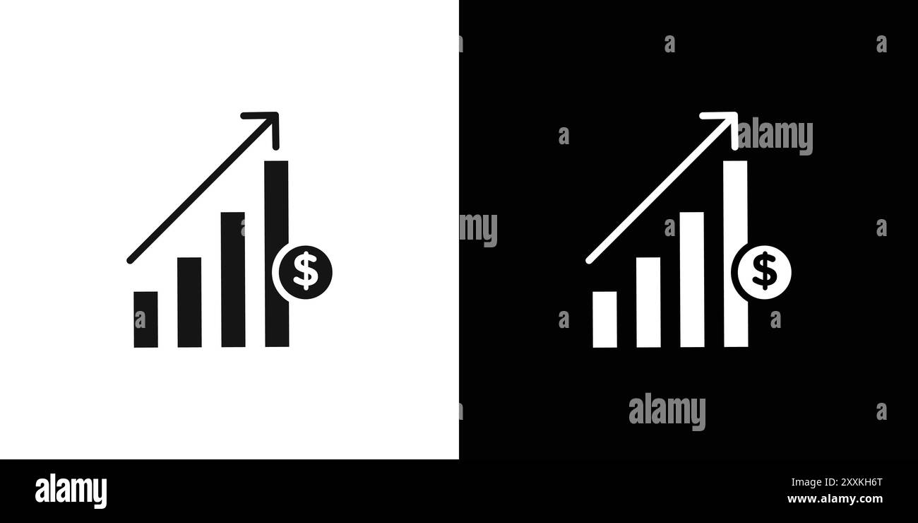 Rise price icon logo sign vector outline in black and white color Stock ...