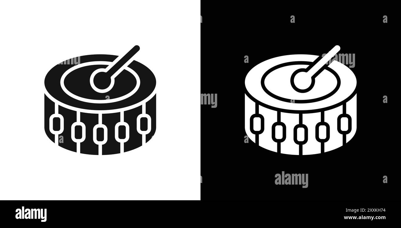 Snare Drum icon logo sign vector outline in black and white color Stock ...