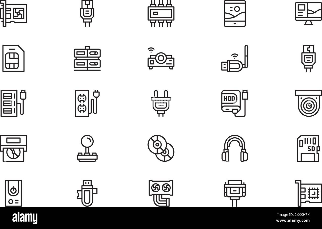 Hardware icons collection is a vector illustration with editable stroke ...