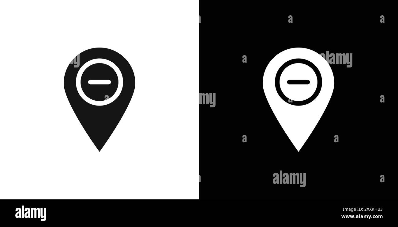 Remove pin mark icon logo sign vector outline in black and white color ...