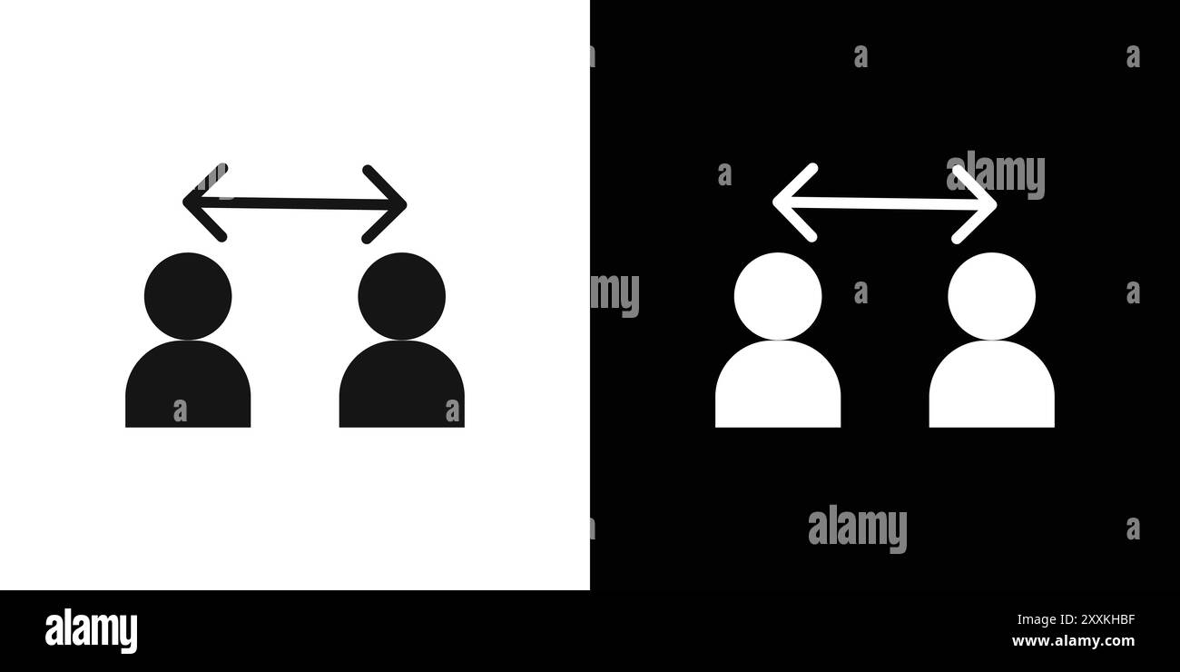 Social distancing icon logo sign vector outline in black and white ...
