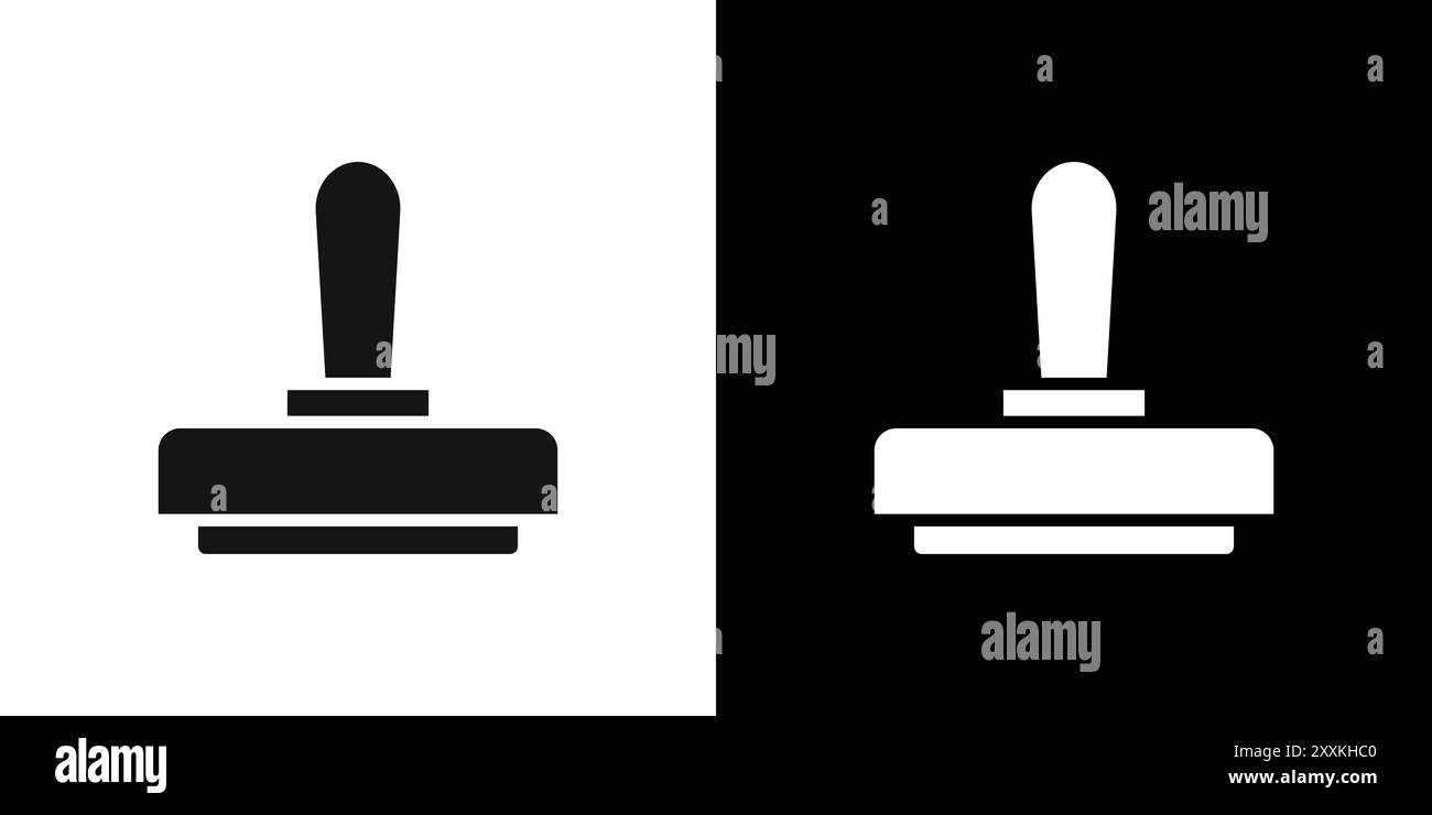 Rubber Stamp icon logo sign vector outline in black and white color ...