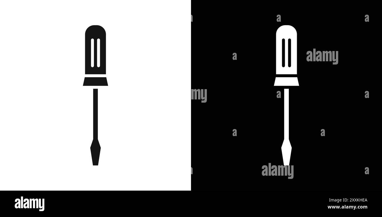 Screwdriver icon logo sign vector outline in black and white color ...