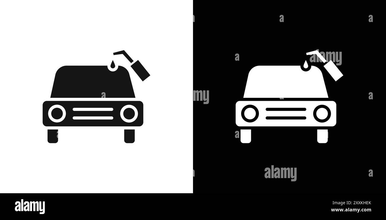 Refueling Car icon logo sign vector outline in black and white color ...