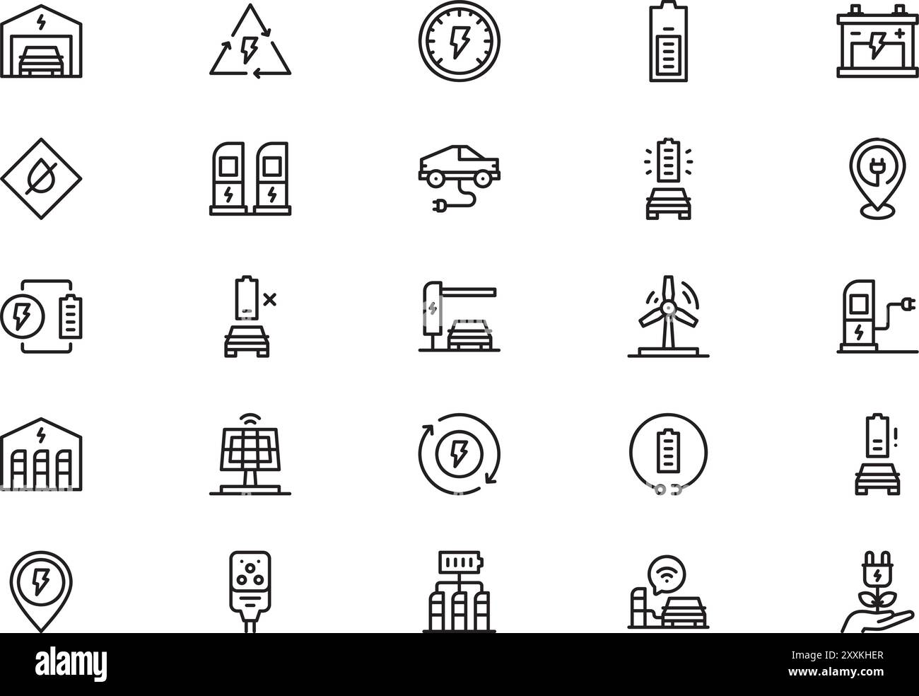 Electric station icons collection is a vector illustration with ...