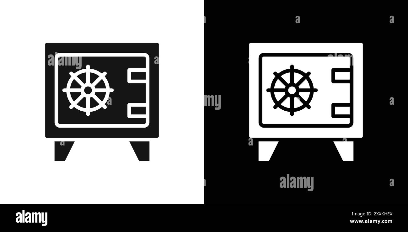 Safe Box Icon logo sign vector outline in black and white color Stock ...