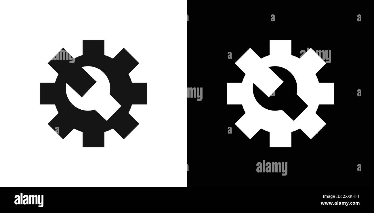 Setup icon logo sign vector outline in black and white color Stock ...