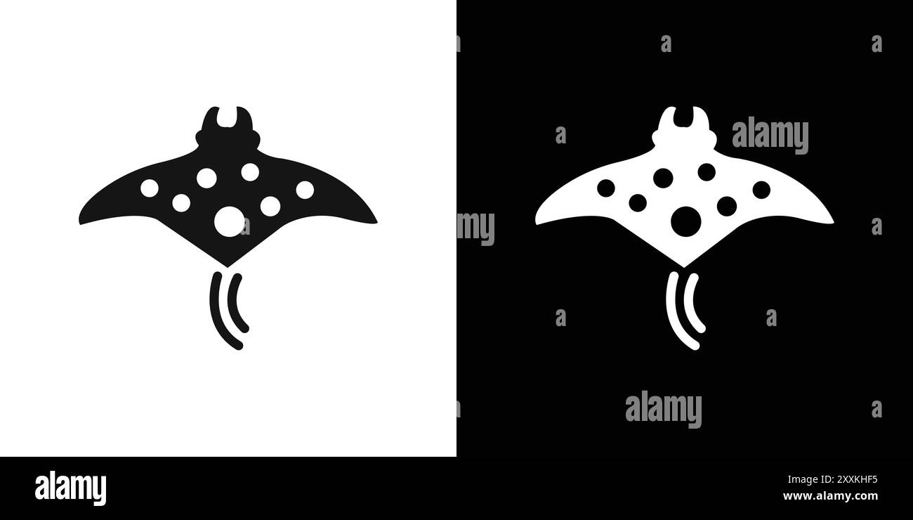 Stingray icon logo sign vector outline in black and white color Stock ...