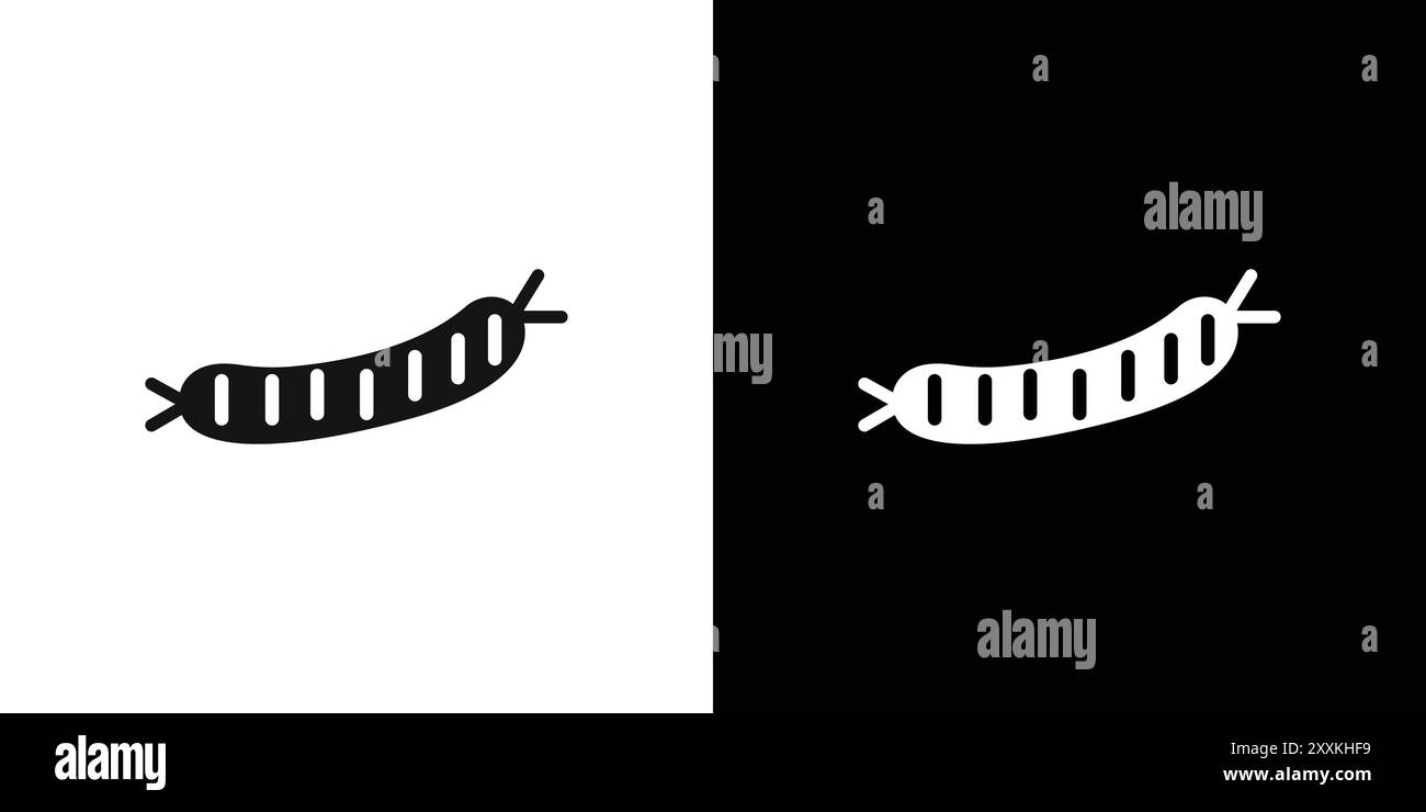 Sausage icon logo sign vector outline in black and white color Stock ...