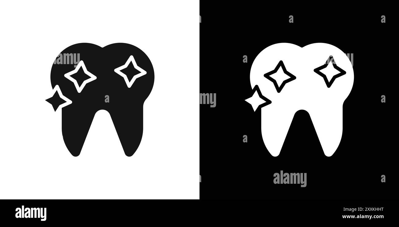 Teeth cleaning icon logo sign vector outline in black and white color ...