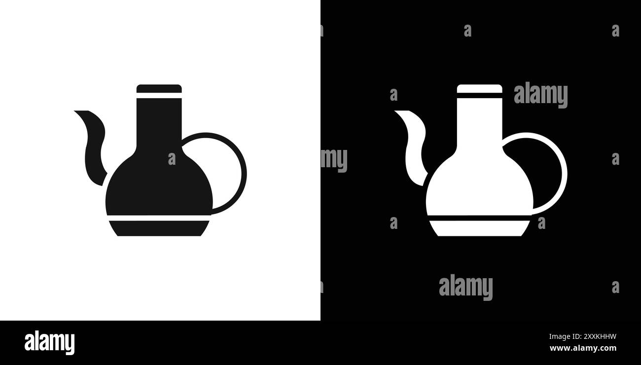Teapot icon logo sign vector outline in black and white color Stock ...