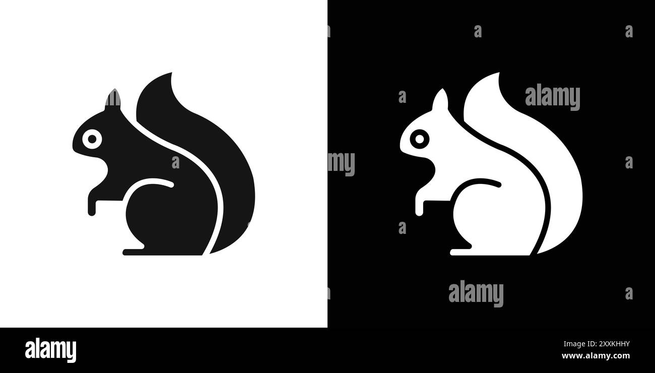 squirrel icon logo sign vector outline in black and white color Stock ...