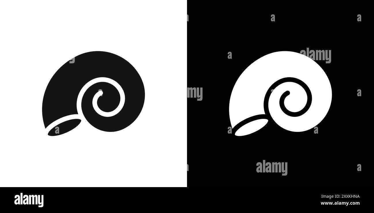 rounded shell icon logo sign vector outline in black and white color ...