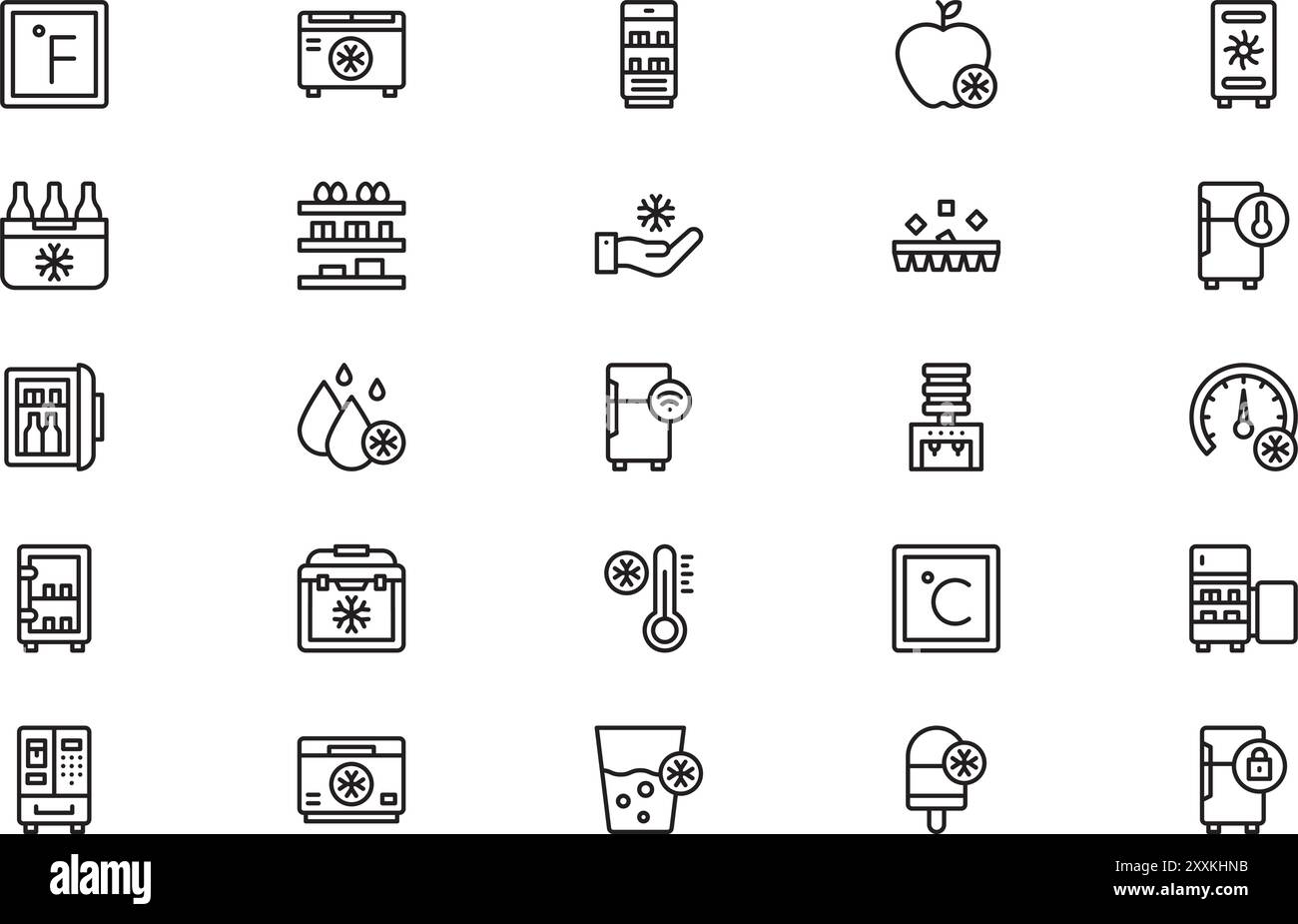Fridge icons collection is a vector illustration with editable stroke ...