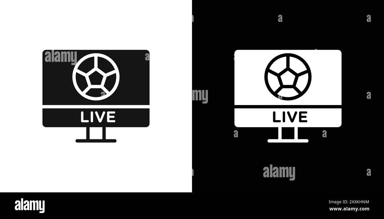 Soccer Live Match On TV icon logo sign vector outline in black and ...